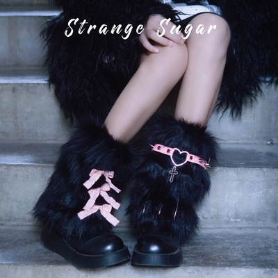 怪糖饰物集中筒袜保暖涤纶暗黑