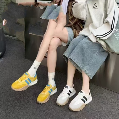 欧洲站真皮阿甘鞋2025新款百搭厚底增高休闲运动鞋德训鞋6878-15