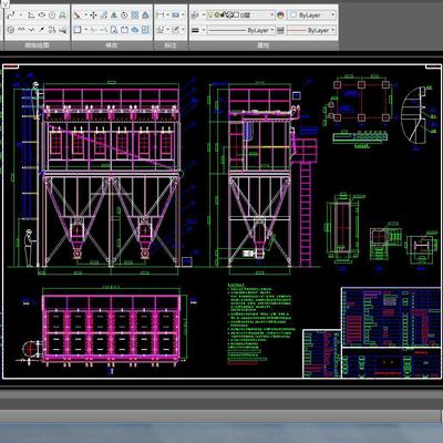 KST098-SYMP60(M)系列内含5套煤粉脉冲喷吹袋式收尘器CAD全套图纸