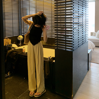 BIGYU夏季薄款松紧腰长裤