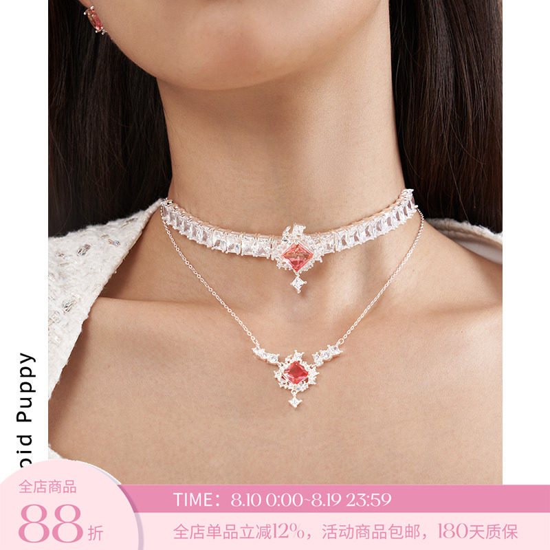 PP《浮玉》925纯银巴洛克宝石项链轻奢小众项圈choker复古锁骨链