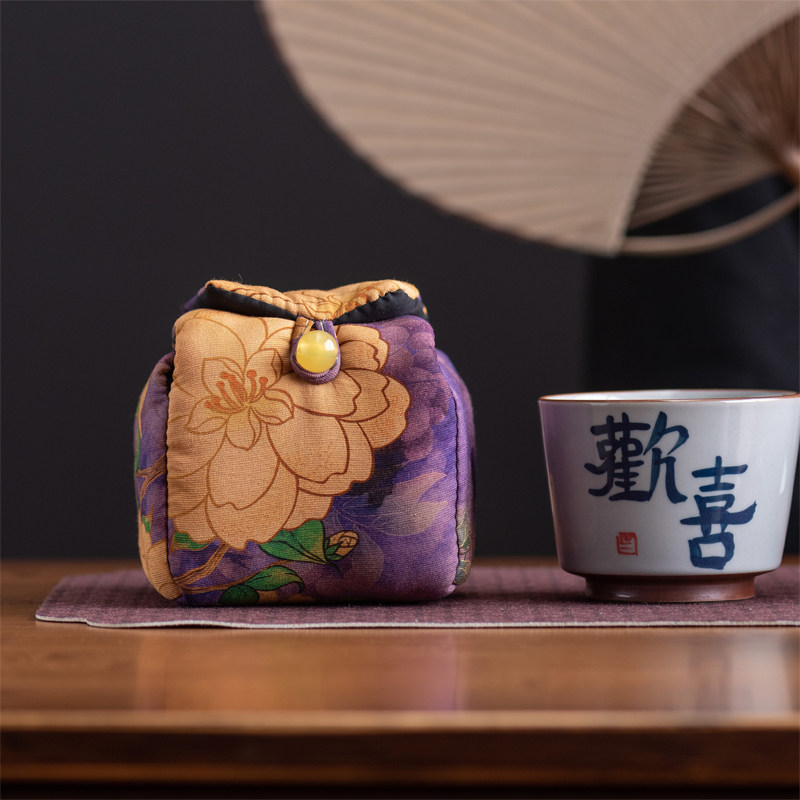 轻奢主人杯茶杯收纳包户外便携旅行茶具单杯子防保护袋布艺包礼盒