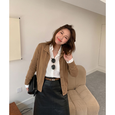 Q了个T秋装适合微胖mm的大码女装针织开衫假两件外套轻熟高知穿搭