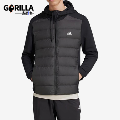 Adidas/阿迪达斯正品男保暖鸭绒外套连帽简约经典夹克外套KF8762