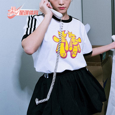 Adidas/阿迪达斯正品三叶草女士经典印花运动针织休闲短袖KA2287