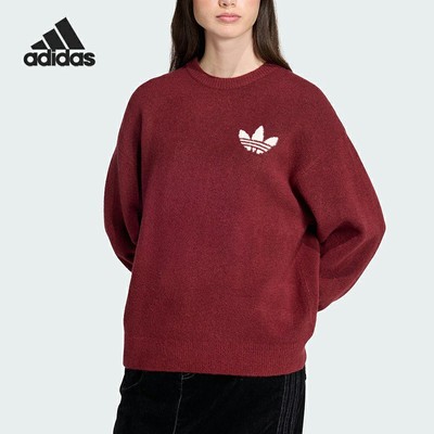 Adidas/阿迪达斯正品三叶草女士圆领耐穿针织套头衫KF2537