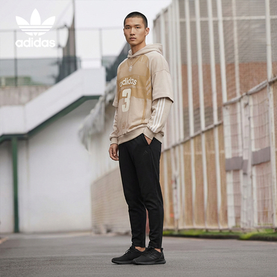 Adidas/阿迪达斯正品三叶草男士连帽假两件针织套头衫KC2608