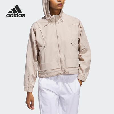 Adidas/阿迪达斯正品2025女士连帽高尔夫运动短款外套JE7361