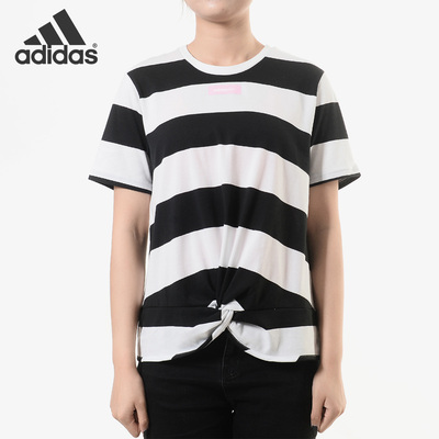 Adidas/阿迪达斯正品女装夏季新款圆领条纹休闲运动T恤DW7770