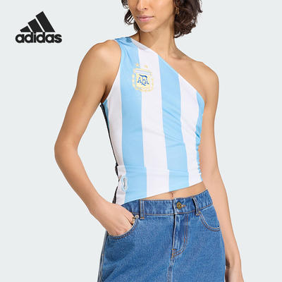 Adidas/阿迪达斯正品三叶草新款女浅蓝白色经典修身背心KE2295