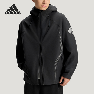 Adidas/阿迪达斯正品2025冬季款男士日常连帽耐穿梭织外套KH0168