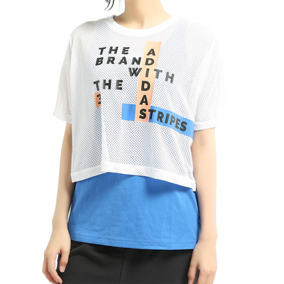 Adidas/阿迪达斯正品女子网面两件套运动短袖T恤 DW7779 DW7777