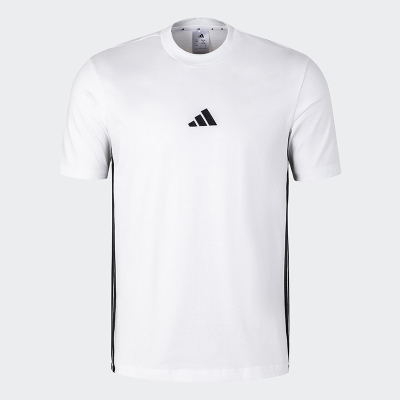 Adidas/阿迪达斯正品夏季新款男士条纹透气休闲圆领T恤JY8563