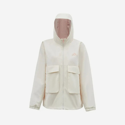 Adidas/阿迪达斯正品140新款女米白粉色轻盈经典连帽夹克KG5945