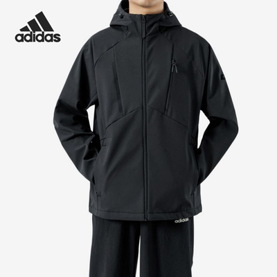 Adidas/阿迪达斯官方正品冲锋衣新款男黑色骑行夹克外套KG8966