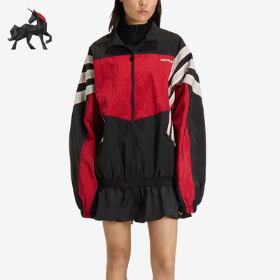 Adidas/阿迪达斯正品三叶草新款女黑红色宽松经典夹克外套KC9134