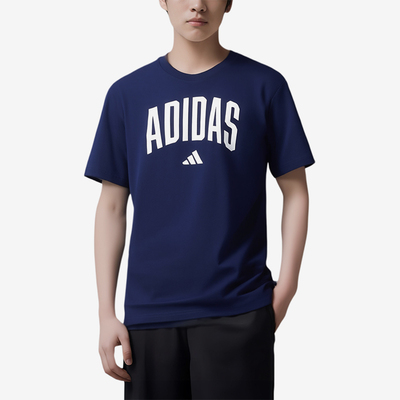 Adidas/阿迪达斯正品2025男士休闲圆领套头印花运动短袖T恤JM6417