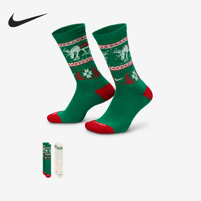 Nike/耐克正品Everyday Plus男女中筒经典运动袜两双装HV6939-901