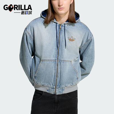 Adidas/阿迪达斯正品三叶草男士休闲保暖牛仔宽松运动棉服KE0131