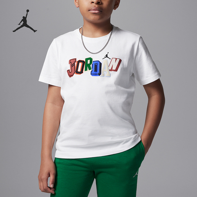 Nike/耐克正品JORDAN大童印花透气针织运动短袖IB9296-100