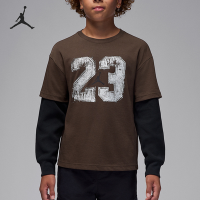 Nike/耐克正品JORDAN大童休闲假两件圆领复古时尚长袖IQ3374-237