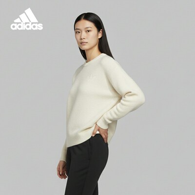Adidas/阿迪达斯正品三叶草女士圆领针织宽松套头衫KF2339