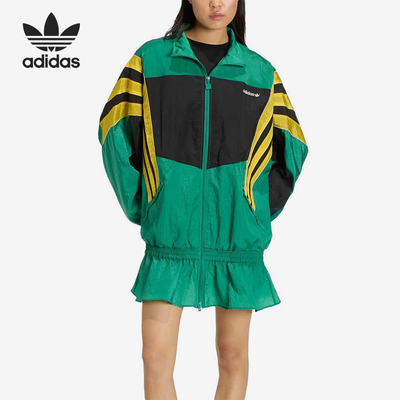 Adidas/阿迪达斯正品三叶草新款女经典绿黑色柔软夹克外套KC9133