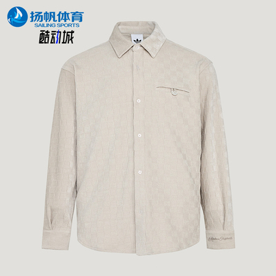 Adidas/阿迪达斯正品三叶草男士时尚经典翻领休闲长袖衬衫KU5614