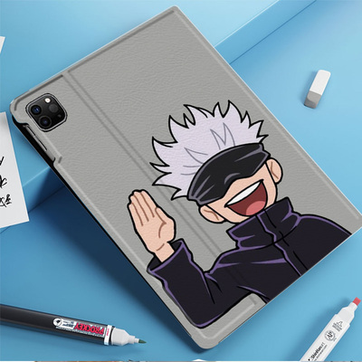 咒术回战五条悟可爱q版平板皮套适用ipad10保护壳pro13全包mini6软air56蚕丝纹10.9寸华为10.2笔槽11.5s小