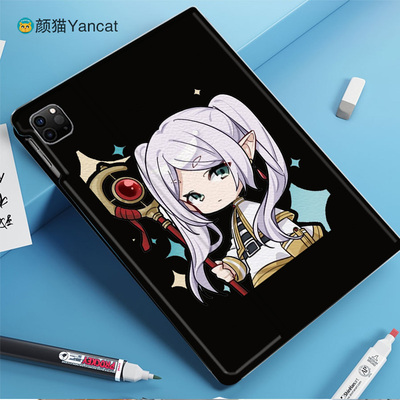 葬送的芙莉莲Q版可爱平板皮套适用ipad10保护壳pro13全包mini6软air56蚕丝纹10.9寸华为10.2笔槽11.5s小米