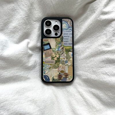 原创创意个性ins风复古手信亚克力黑边亮面磨砂适用苹果16promax手机壳iPhone15lus14Pro13保护套12防摔ins