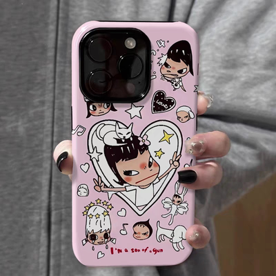 ins风奈良美智适用于苹果16promax手机壳iPhone15华为小米14plus荣耀13pro12菲林壳二合一x防摔11oppovivo11