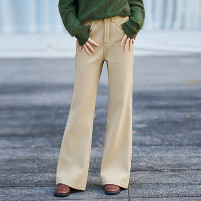 柒量一裁小个子冬季新款微喇裤