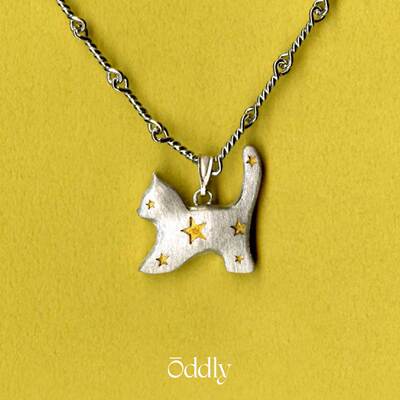 oddly星星魔法小猫镀金项链