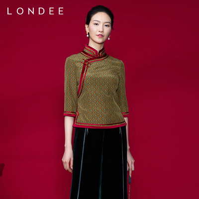 Londee龙笛修身旗袍式上衣桑蚕丝