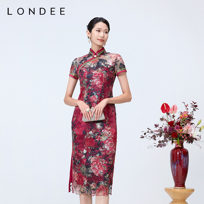 Londee/龙笛繁花梦 | 实物美重工亮片刺绣牡丹连衣裙旗袍4S21267