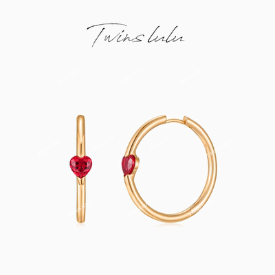 TWINS LULU简约时尚高级感爱心红色耳环TSL11032女神节礼物
