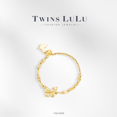 TWINS LULU【蝶萦】时尚轻奢百搭女生简约金色戒指TSS13070