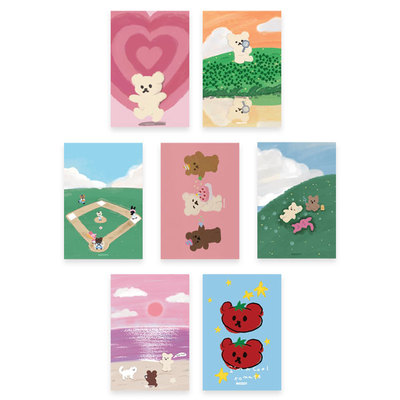 韩国正品MAZZZZY 可爱小熊写信ins装饰卡片明信片post card ver.9