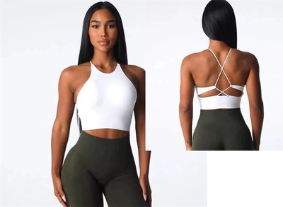 DakaFit Bom运动内衣性感交叉美背高弹裸感舞蹈跑步健身瑜伽内衣