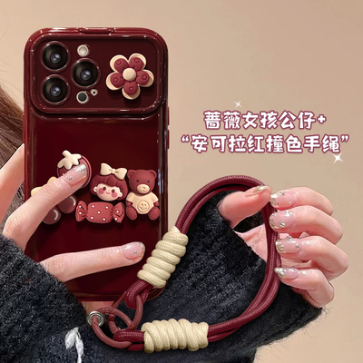 蔷薇女孩翻盖大视窗适用苹果16Promax手机壳iPhone15pro14ip12小米13华为mate60nova11p50红米K40荣耀90x200