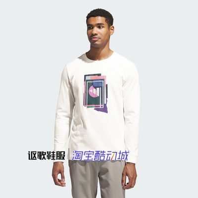 阿迪达斯男子纯棉高尔夫长袖T恤