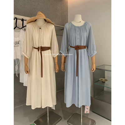 Y.JIA 伊嘉十三行夏季气质连衣裙+吊带背心两件套装女配腰带6757