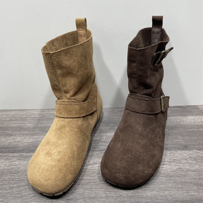 断码处理平底勃肯短靴女