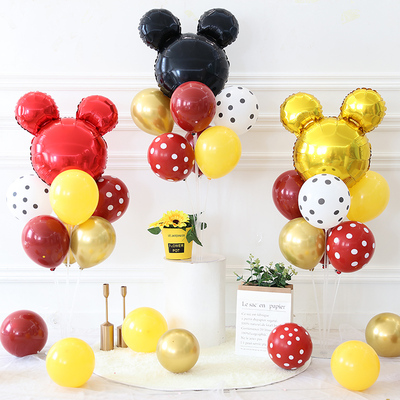 米奇米妮头铝膜波点气球生日桌飘