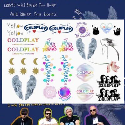 coldplay纹身贴同款 香港演唱会脸贴摇滚乐队粉丝应援手臂贴防水