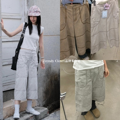 国内现货 coyseio 25新款 复古水洗做旧工装宽松休闲裤抽绳七分裤