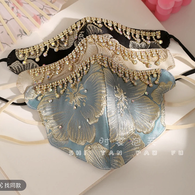 【锦云面纱】国风口罩流苏工艺防晒面罩春夏立体浮雕透气护脸面罩