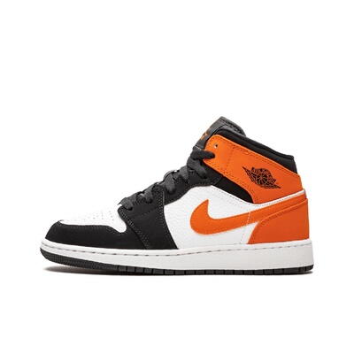 Jordan1 Mid Shattered Backboard 篮板GS中帮篮球鞋黑橙男女同款