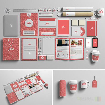 办公用品文具饮料咖啡包装VI提案PSD贴图样机模型设计元素材73114